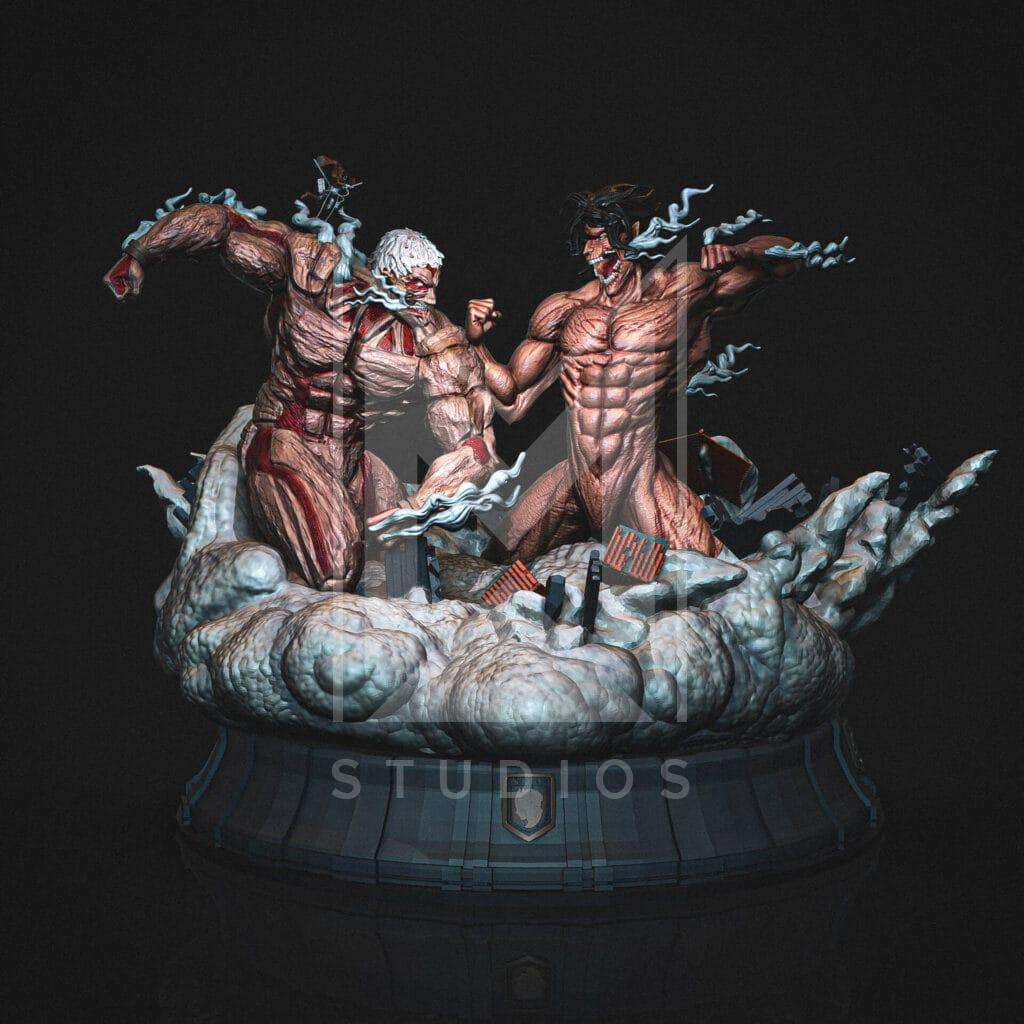 Eren vs Reiner 進撃の巨人 Attack on Titan - M3D Studio